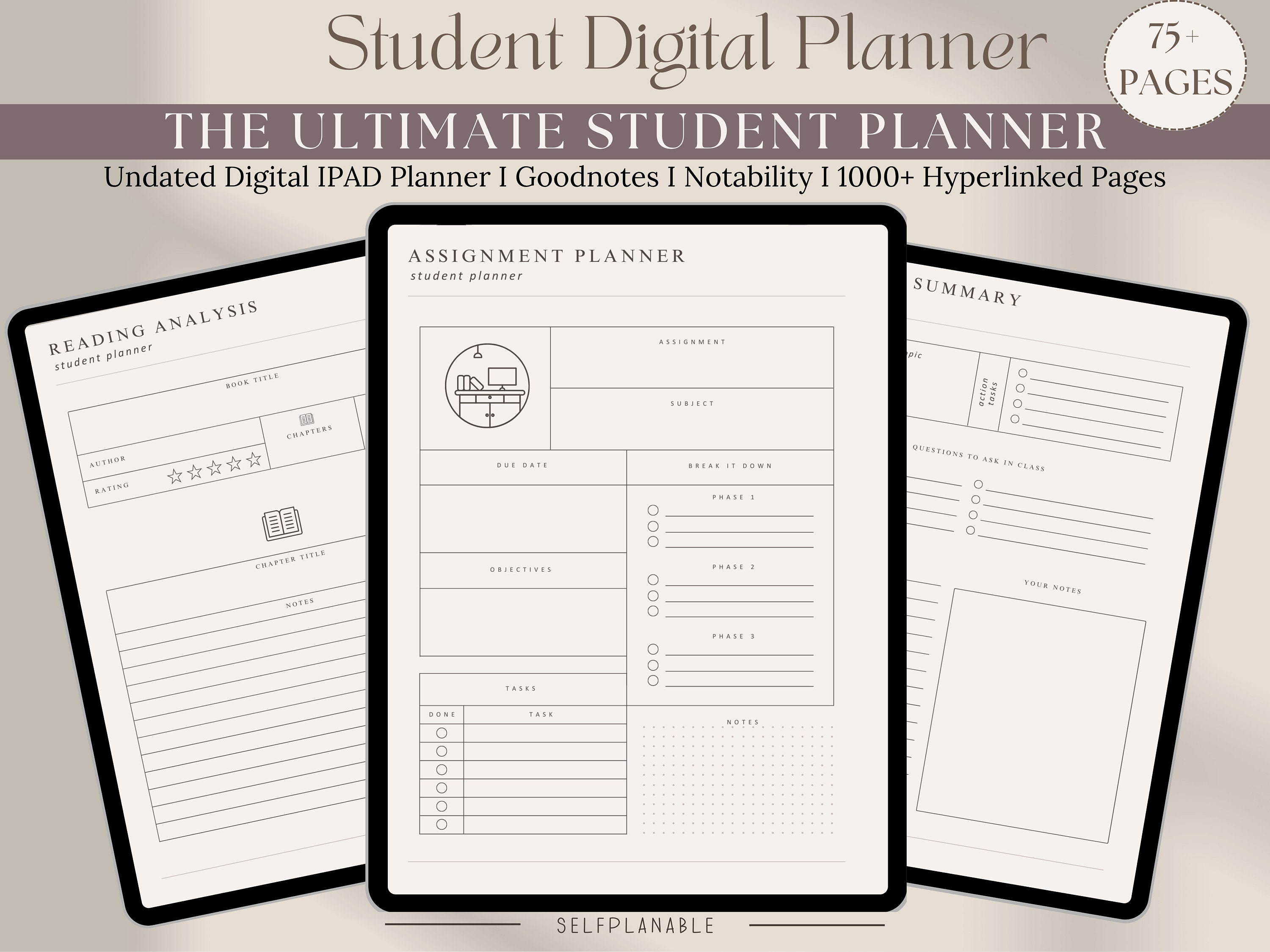 Student Planner Digital, Goodnotes Planner Undated, Digital Academic ...