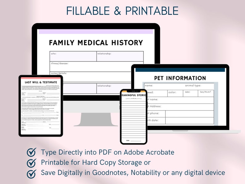 Just in Case of Emergency Binder, Life Organizer Editable Forms, End of ...