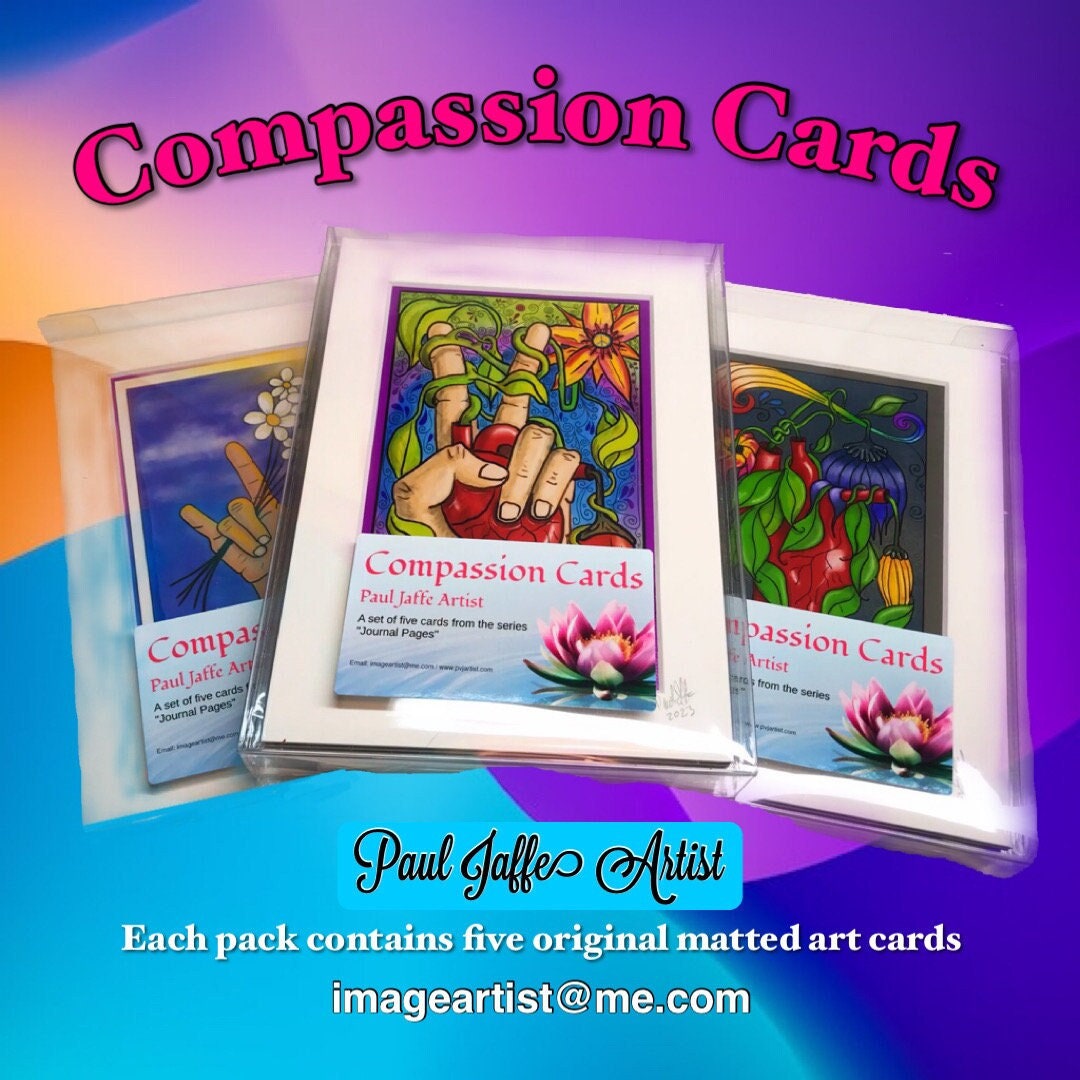 Compassion Cards. A Series of Five Original Colorful Art Cards Matted ...