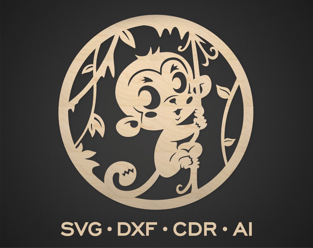 Monkey SVG Monkey Lasercut Template Svg Dxf Cdr Ai Files - Etsy Australia