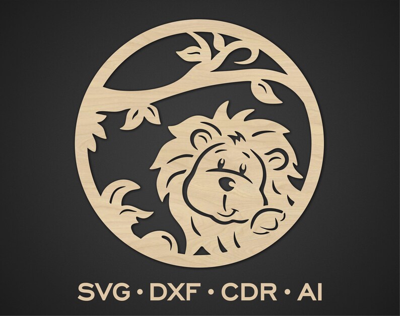 Lion Svg File Svg Dxf Cdr Ai Files Lasercut Template Digital Etsy