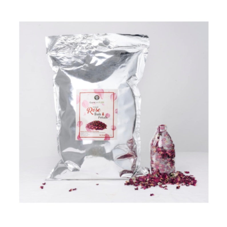 1LB Sun-dried Rose Petals & Dried Rose Buds Whole in Resealable Pouch ...