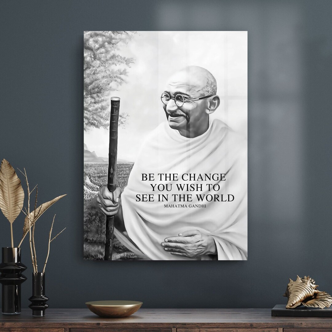 Gandhi Glass Printing Mahatma Gandhi Art Gandhi Poster - Etsy