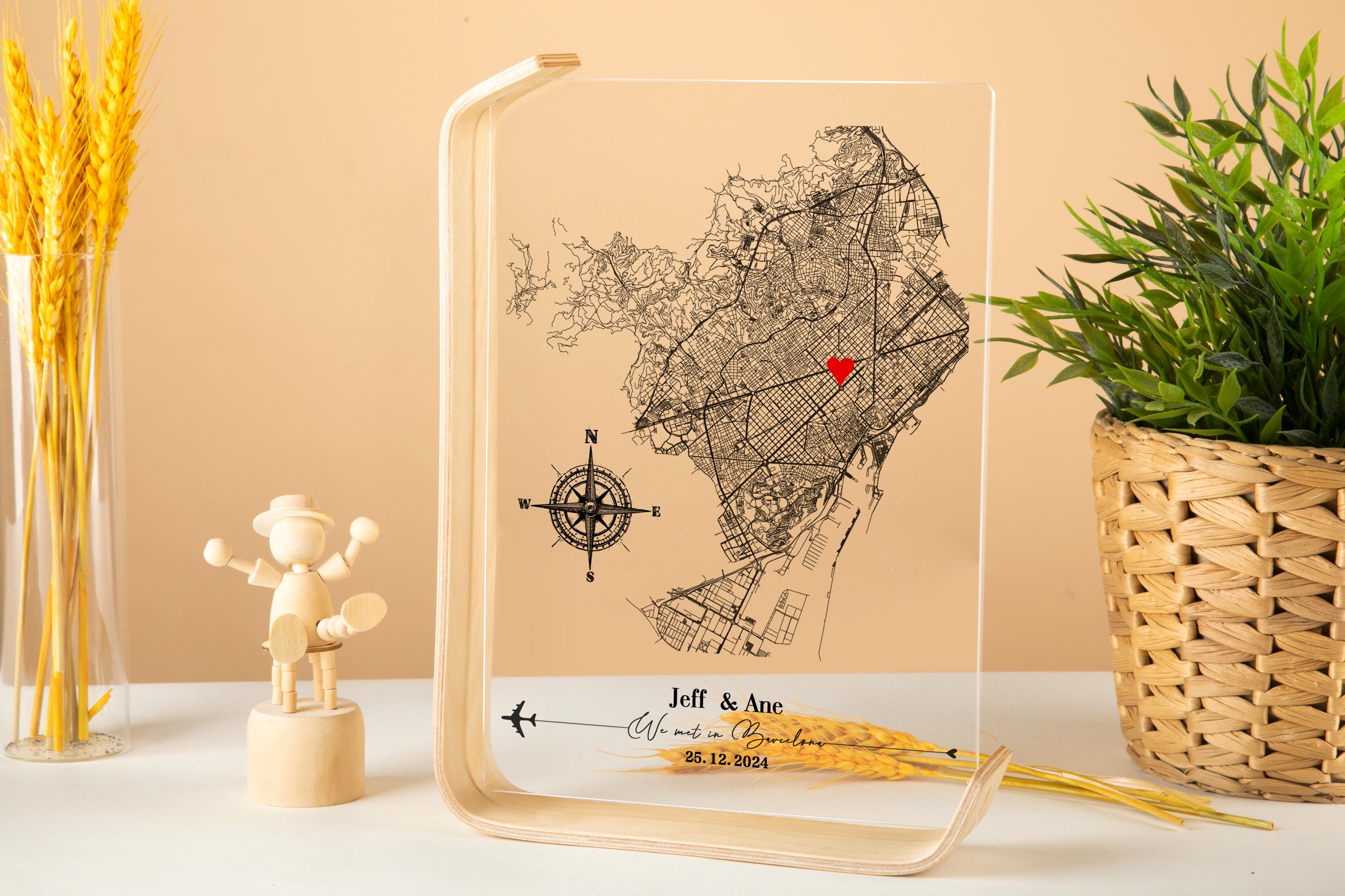 Custom Coordinates Map Plaque | Personalized Destination Plaque With ...