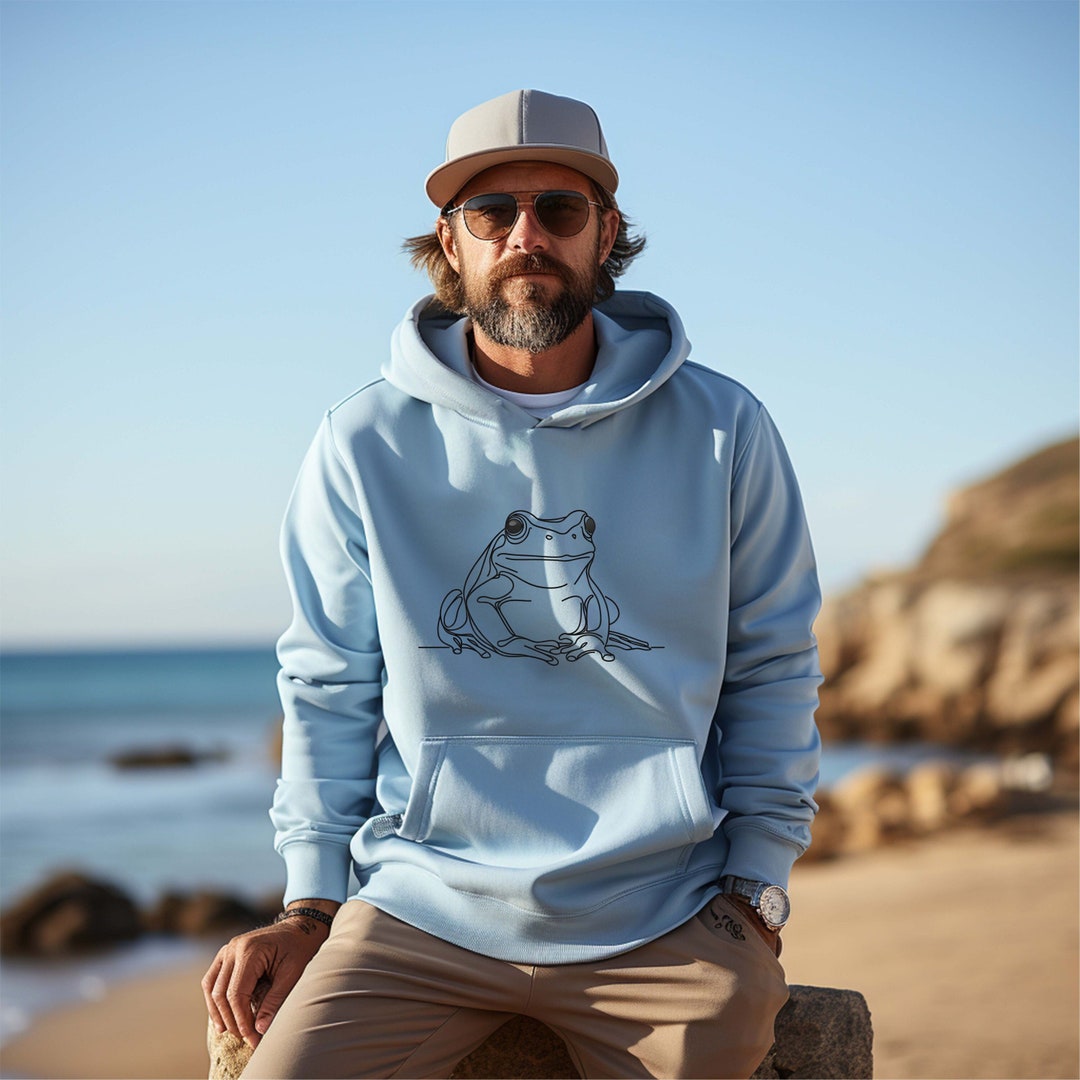 Frog Hoodie, Chic Minimalist Frog Line Art Sweatshirt, Unisex Nature ...