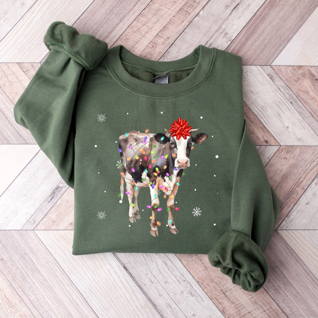 Cow Lover Lights Shirt, Christmas Highlander Sweatshirt, Cute Highland ...