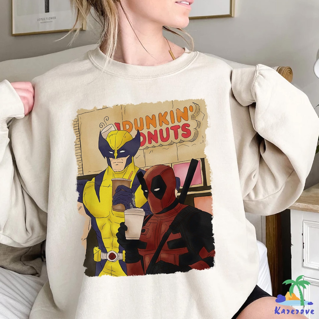Deadpool Wolverine Dunkin Donuts Shirt Funny Deadpool Wolverine Tshirt ...