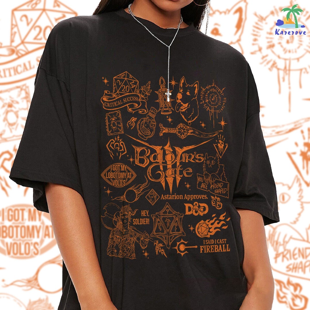 Baldur's Gate Vintage Doodle Art Shirt, Baldurs Gate 3 Adventure Awaits ...