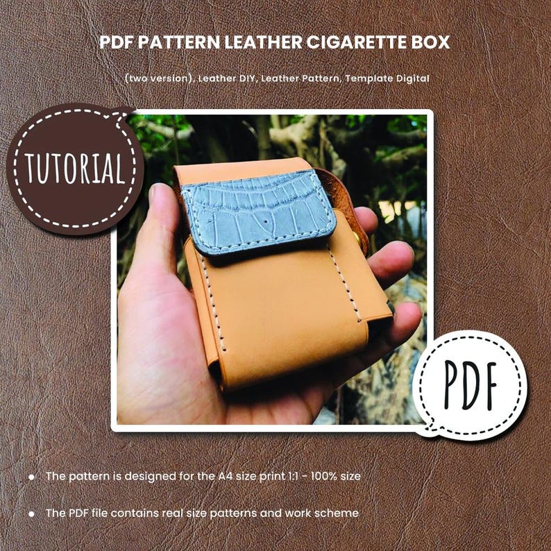 PDF Cigarette Box Cover Template DIY Leather Cigarette Case,handmade ...