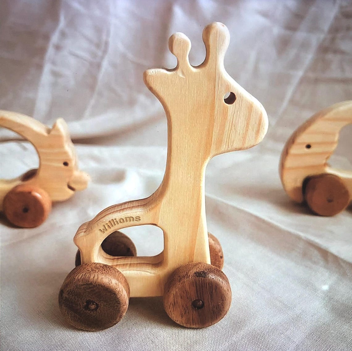 Personalized Set of Animal Rolling Toys Eco-friendly Toys, Montessori ...