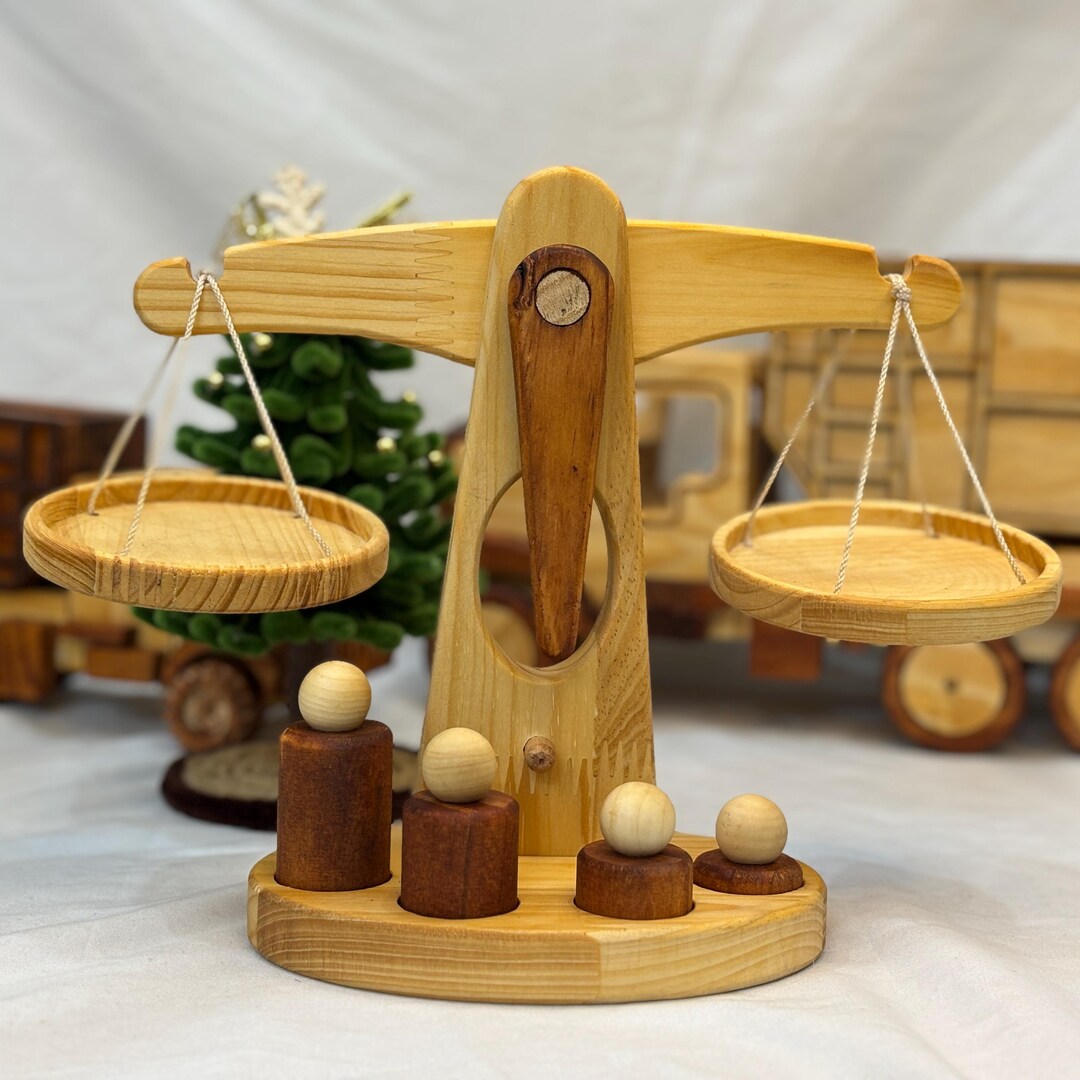 Wooden Balance Scale Toy for Kids Montessori Educational Wooden Toy for ...