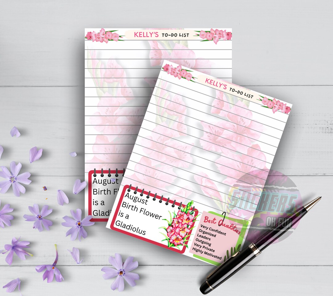 Notepad: August Birth Flower To-do List Daily Planning - Etsy