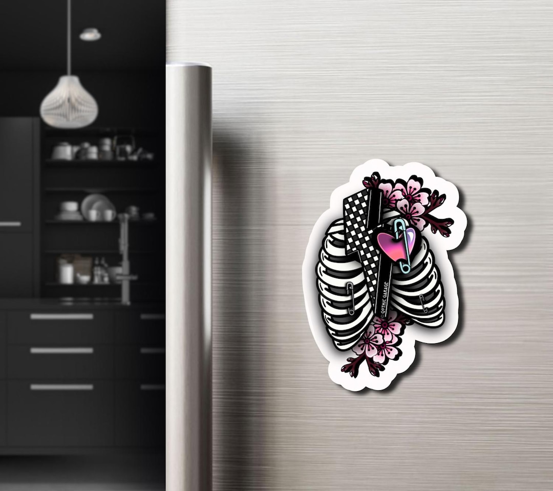 Pastel Punk Ribcage Fridge Magnet – Gothic Cute Anatomical Heartcore ...