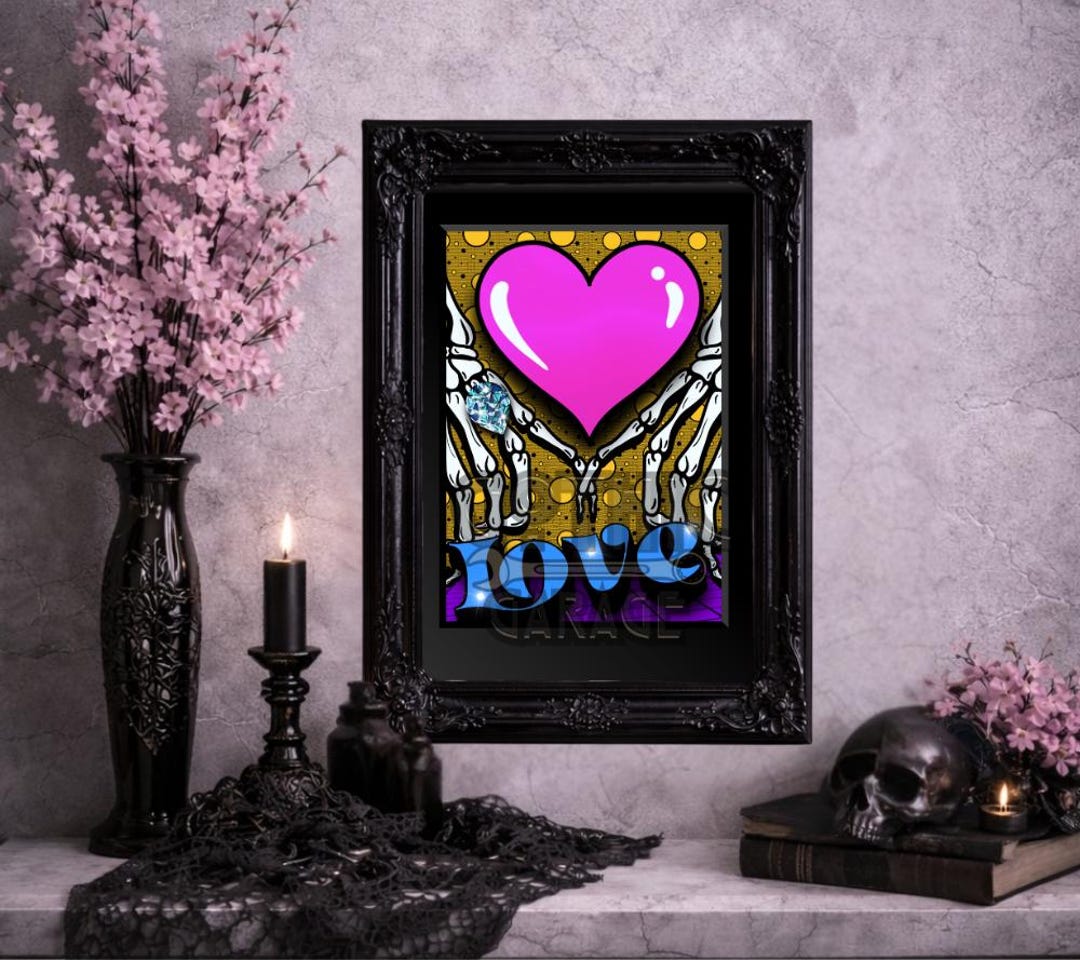 Gothic Skeleton Love Pop Art Print: Alt Couple Decor (11x14) - Etsy ...
