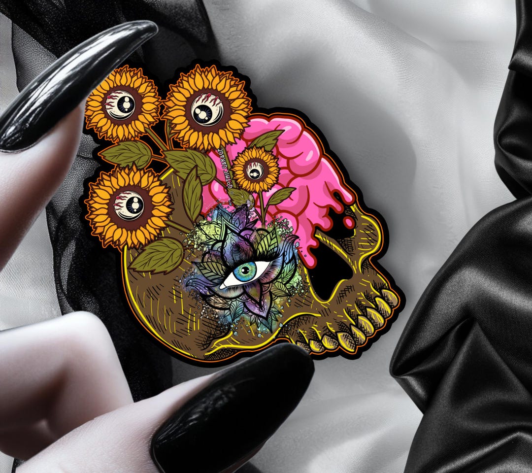 Brainiac Maniac Skull, Waterproof Die Cut Sticker, Choose Between ...