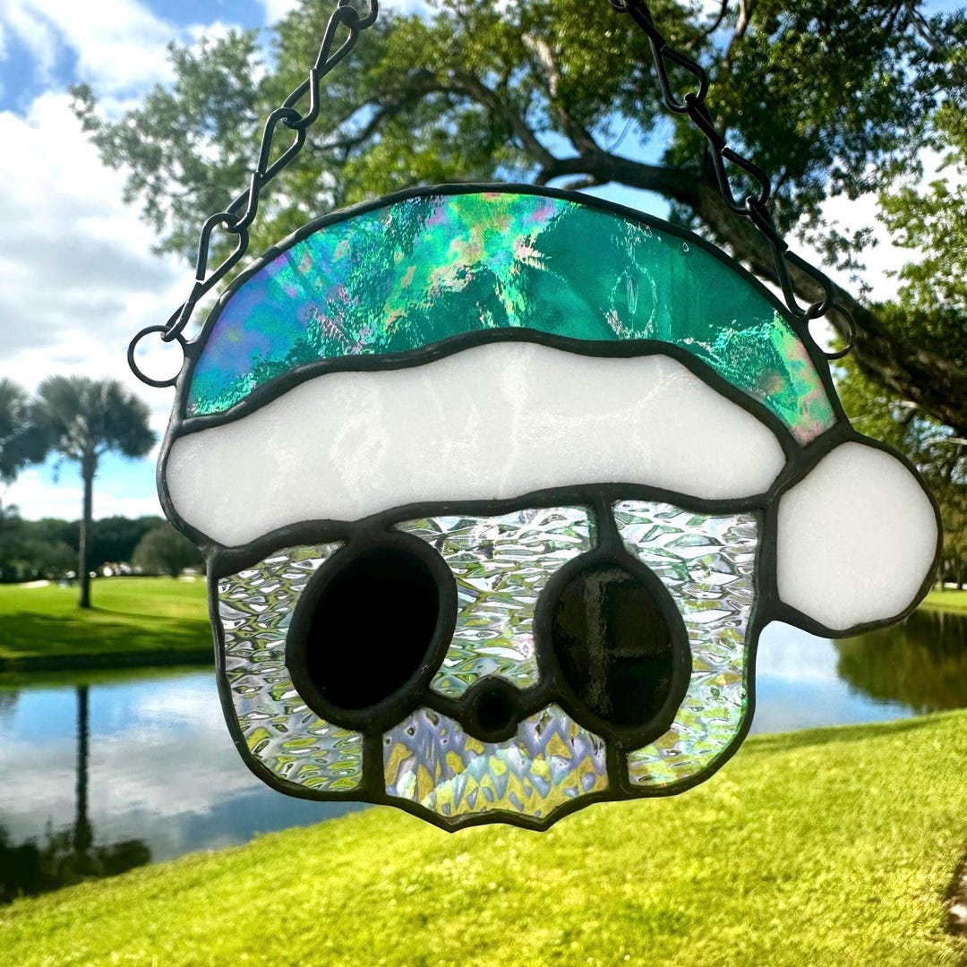 Holiday Skull Stained Glass Suncatcher – Gothic Christmas Decor - Etsy