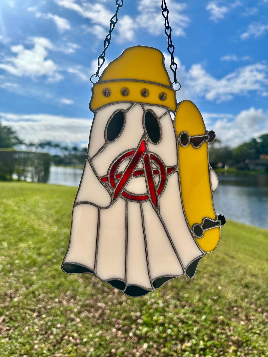 Punk Ghost Stained Glass Suncatcher – Gothic Window Hanging Decor - Etsy