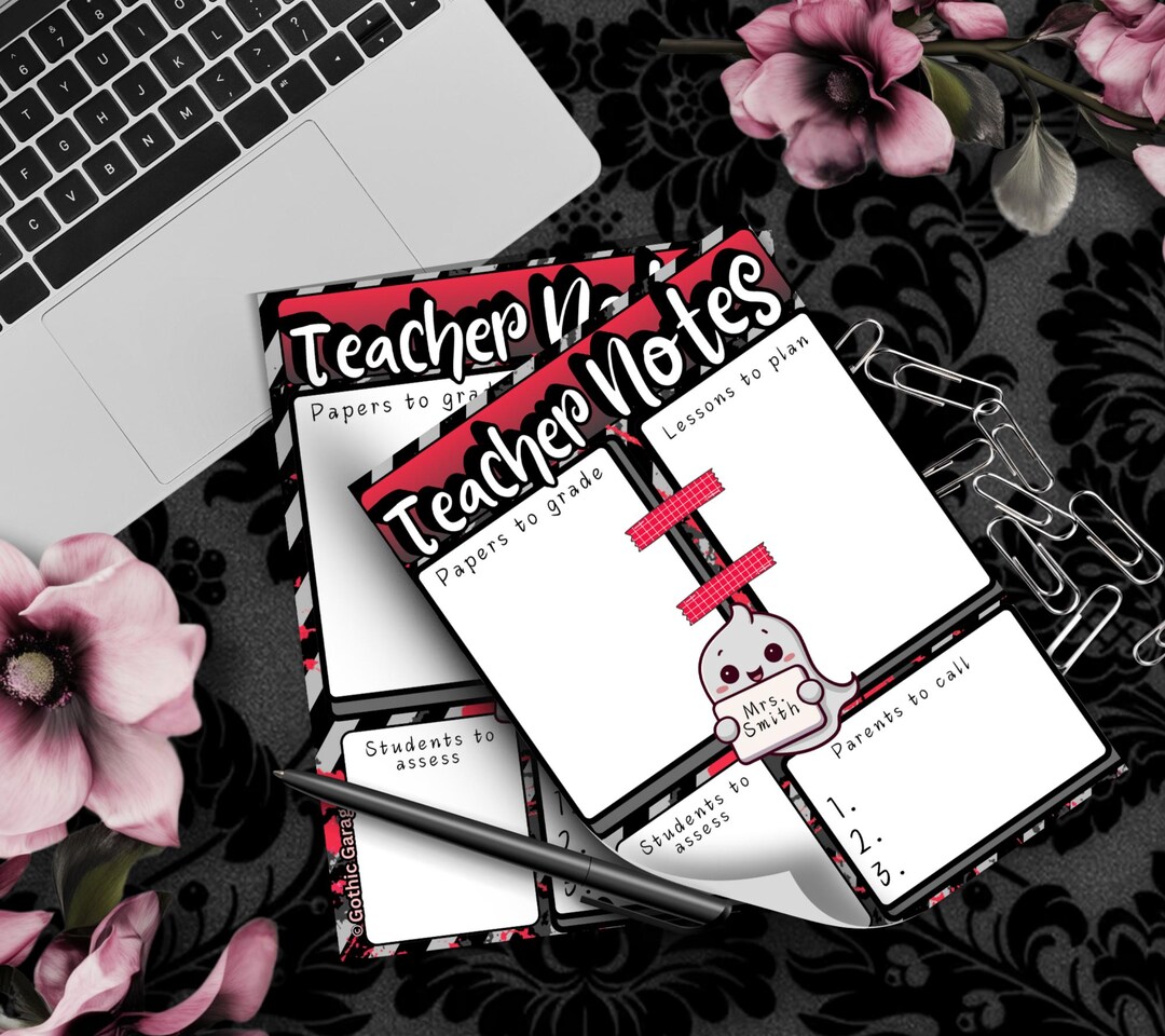 Personalized Teacher Notes Notepad – Custom Gothic Stationery Pad for ...