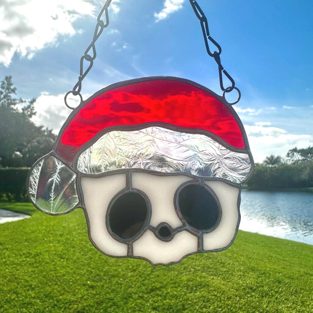 Stained Glass Santa Skull Suncatcher – Gothic Christmas Decor - Etsy