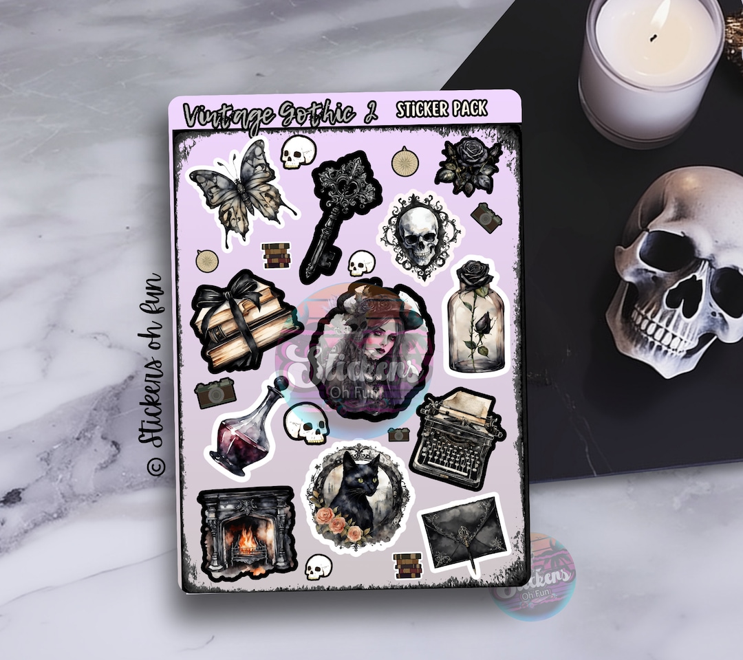 Sticker Pack Sheet: Vintage Gothic 2nd Addition, Goth Aesthetic ...