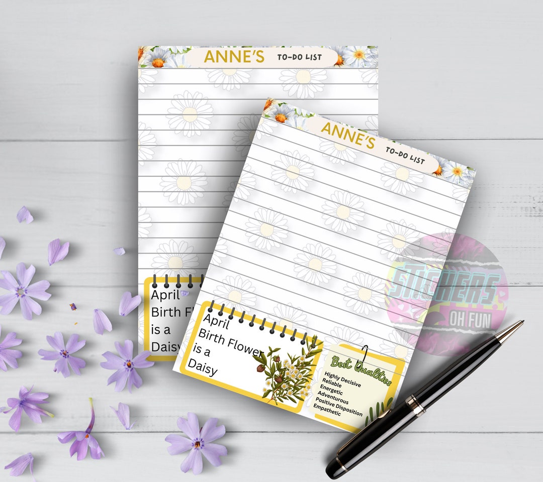 Notepad: April Birth Flower To-do List Daily Planning - Etsy