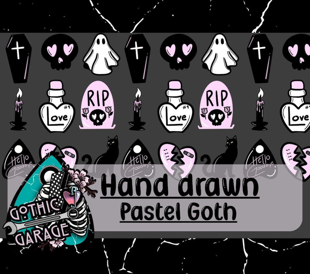 Pastel Goth Clipart – Creepy Graphics, Kawaii Horror (PNG, PSD, PDF) - Etsy