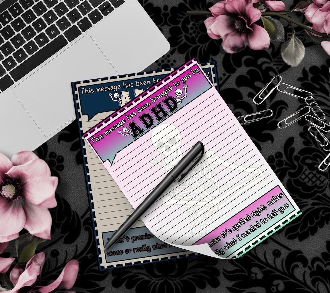ADHD Funny Skeleton Work Notepad, Sarcastic & Sassy, Perfect Gift for ...