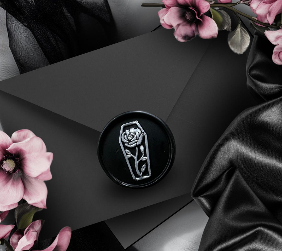 Coffin Rose Wax Seal Sticker: Gothic Wedding Invitation Envelope Seal ...