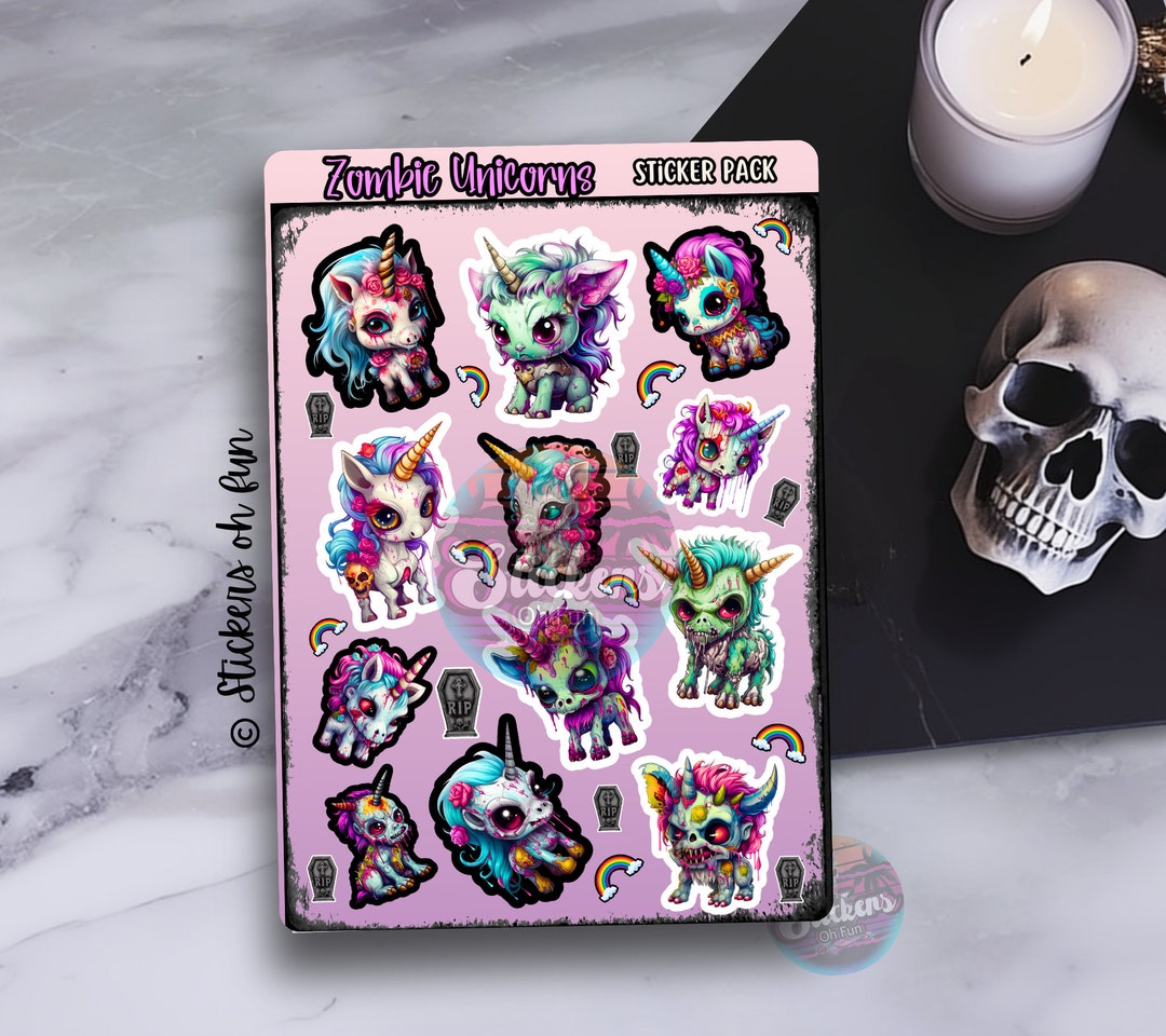 Sticker Pack Sheet: Toxic Unicorn Zombies Aesthetic Sticker Sheet - Etsy