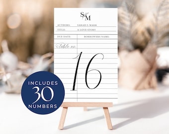 Library Card Table Numbers Book Theme Wedding - Etsy