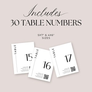 Table Numbers Signs With Qr Code, INSTANT DOWNLOAD, Reception Table ...