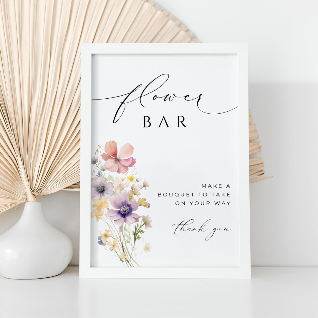 Flower Bar Sign Printable, INSTANT DOWNLOAD, Make A Bouquet Sign ...