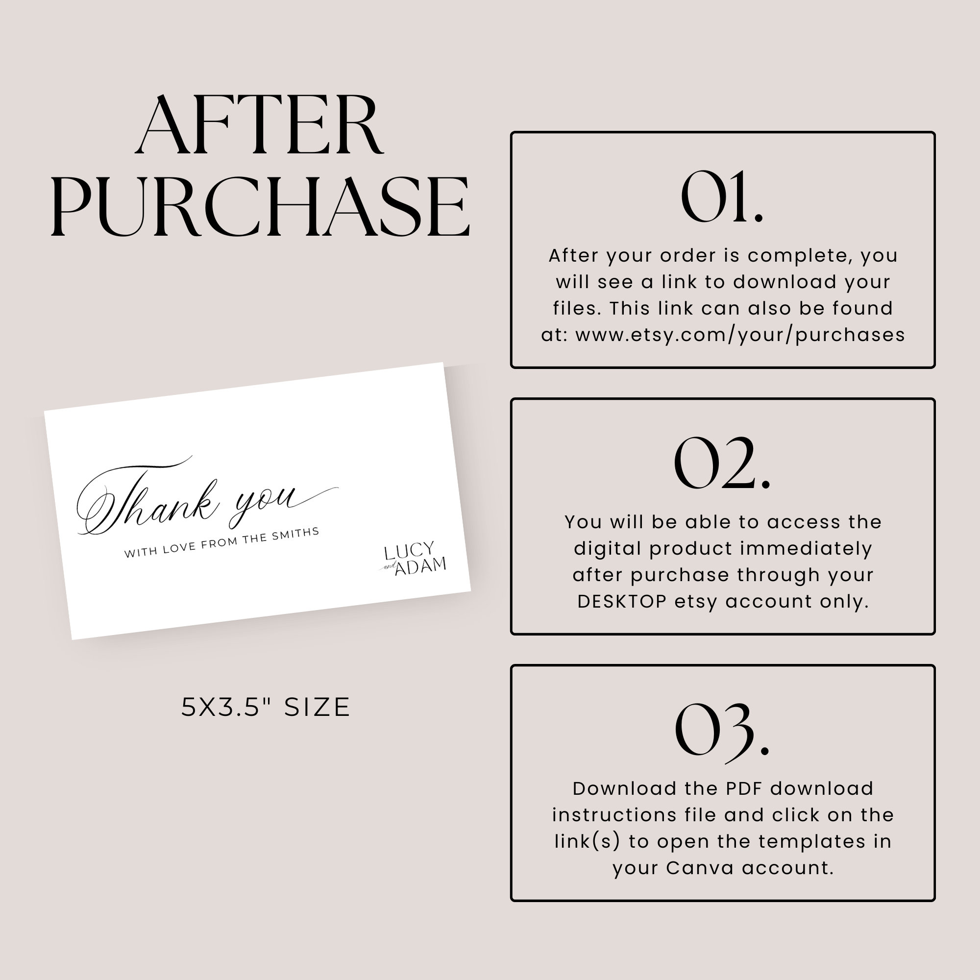 Thank You Message Card for Wedding Guest, INSTANT DOWNLOAD, Thank You ...