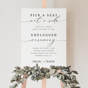 Pick A Seat Not A Side Unplugged Ceremony Sign, INSTANT DOWNLOAD, Open ...