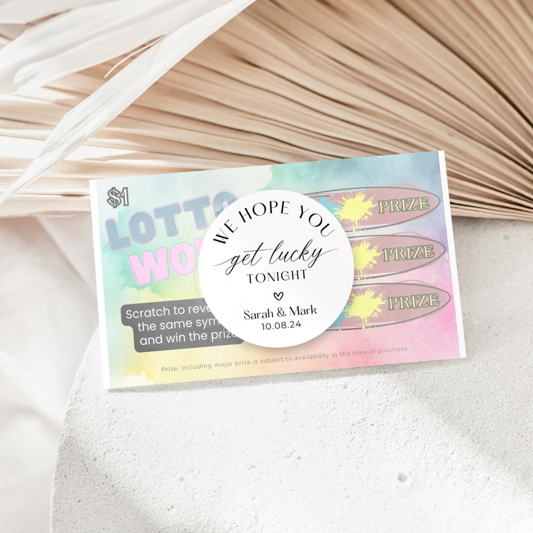 Lotto Ticket Wedding Favor Sticker, INSTANT DOWNLOAD, Lottery Wedding ...