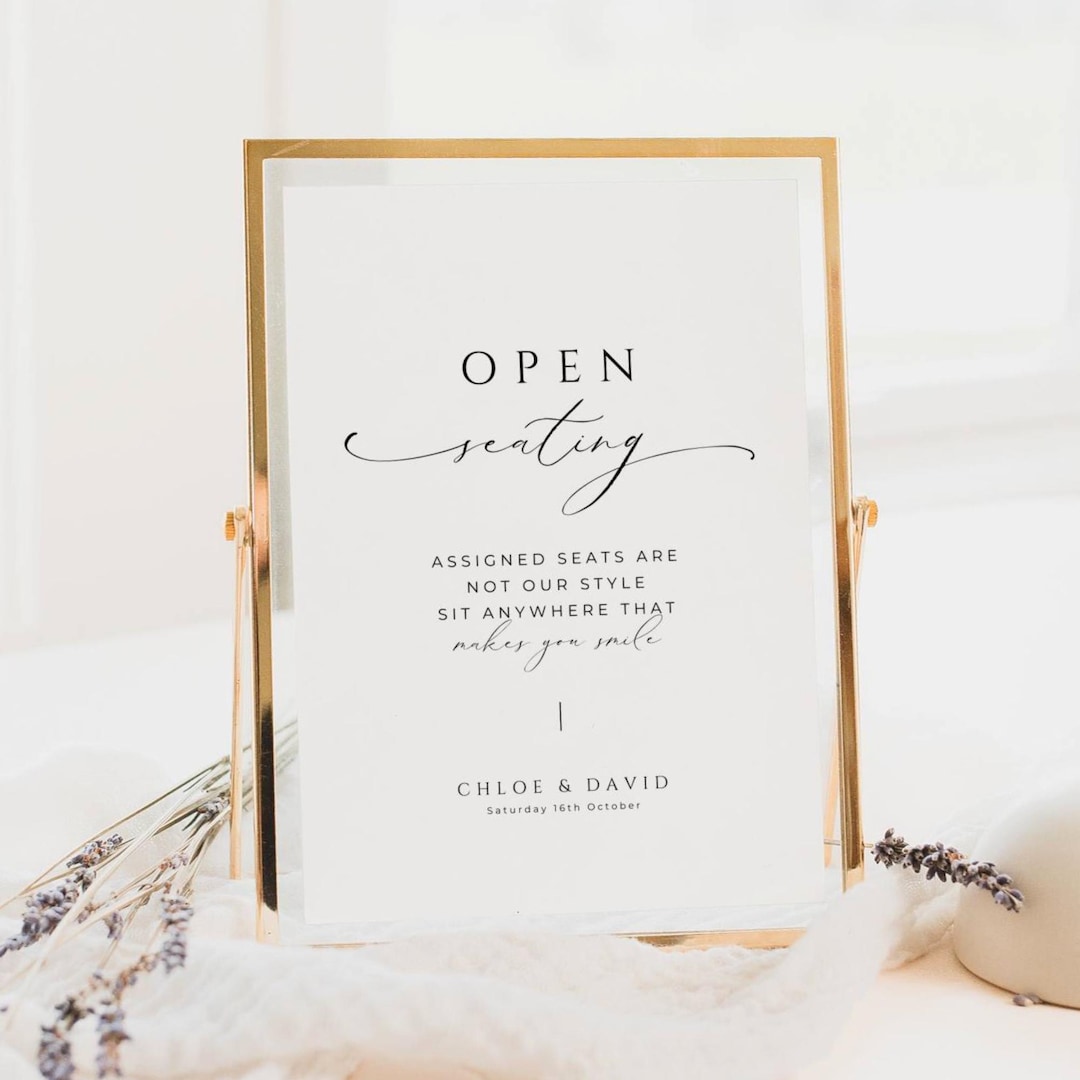 Open Seating Reception Sign, INSTANT DOWNLOAD, No Assigned Seating ...