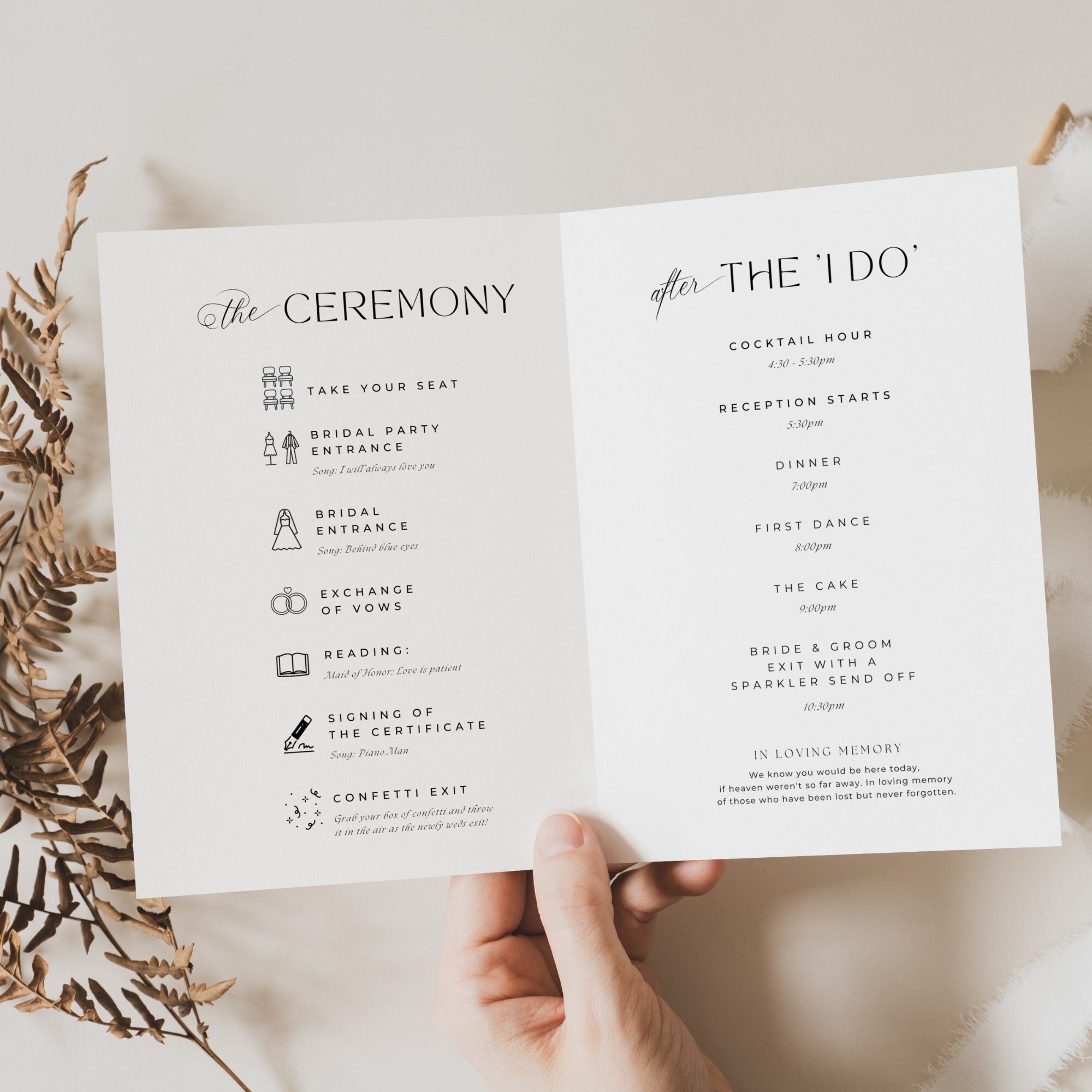 Church Program Wedding Fold INSTANT DOWNLOAD Church Wedding - Etsy