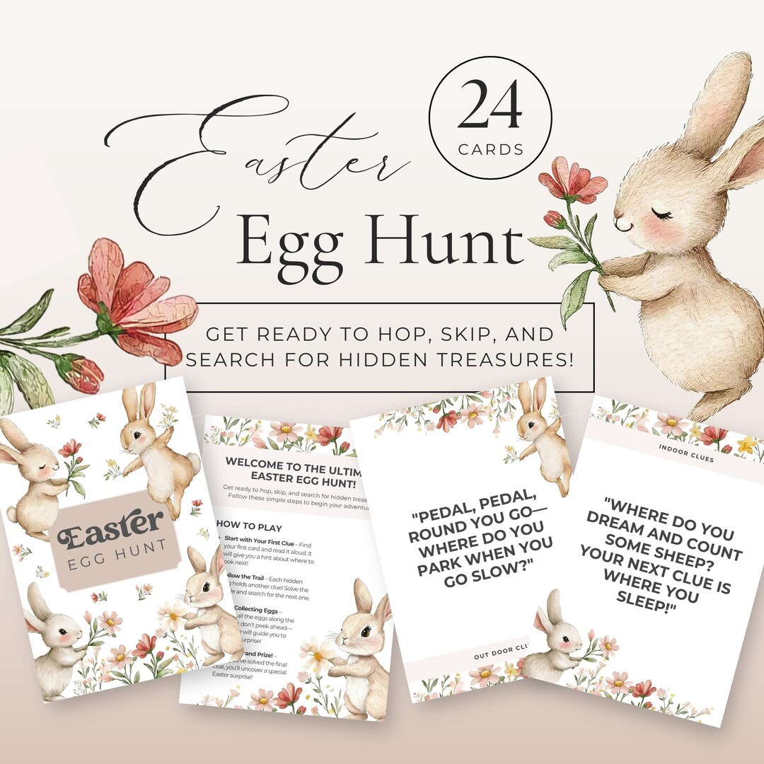 Easter Egg Hunt Clue Cards, INSTANT DOWNLOAD, Indoor and Outdoor ...