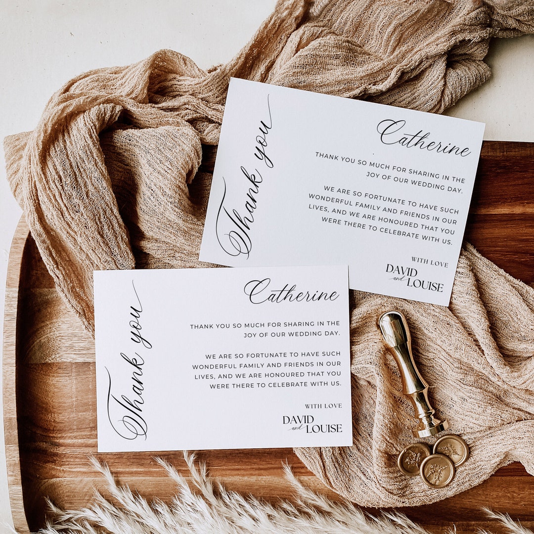 Thank You Message Card for Wedding Guest, INSTANT DOWNLOAD, Reception ...