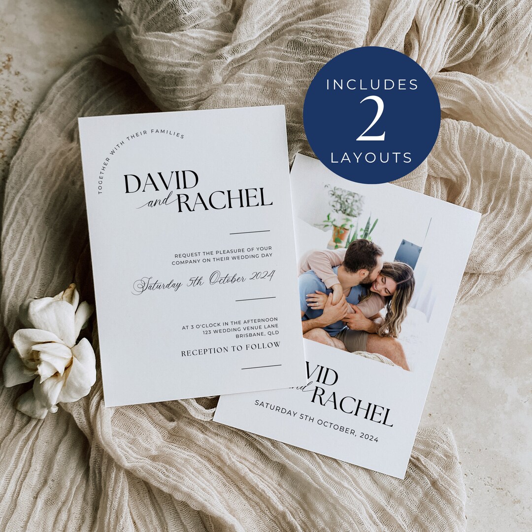 Minimalistic Wedding Invitation Template Photo, INSTANT DOWNLOAD Photo ...