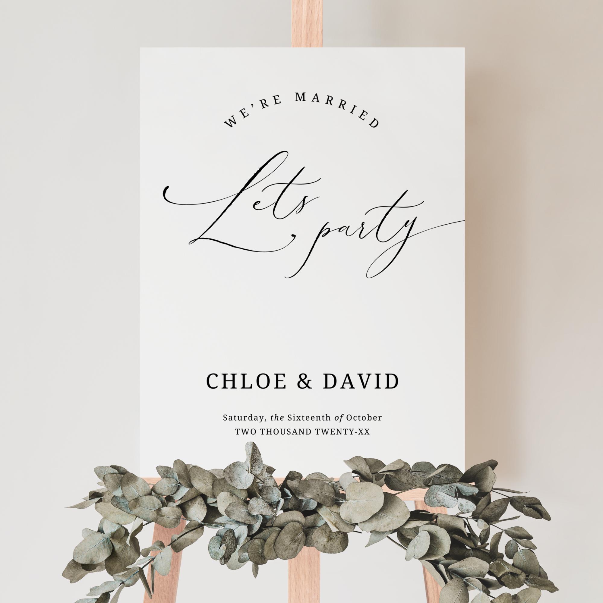 Were Married Lets Party Sign, INSTANT DOWNLOAD, Welcome Sign Modern ...