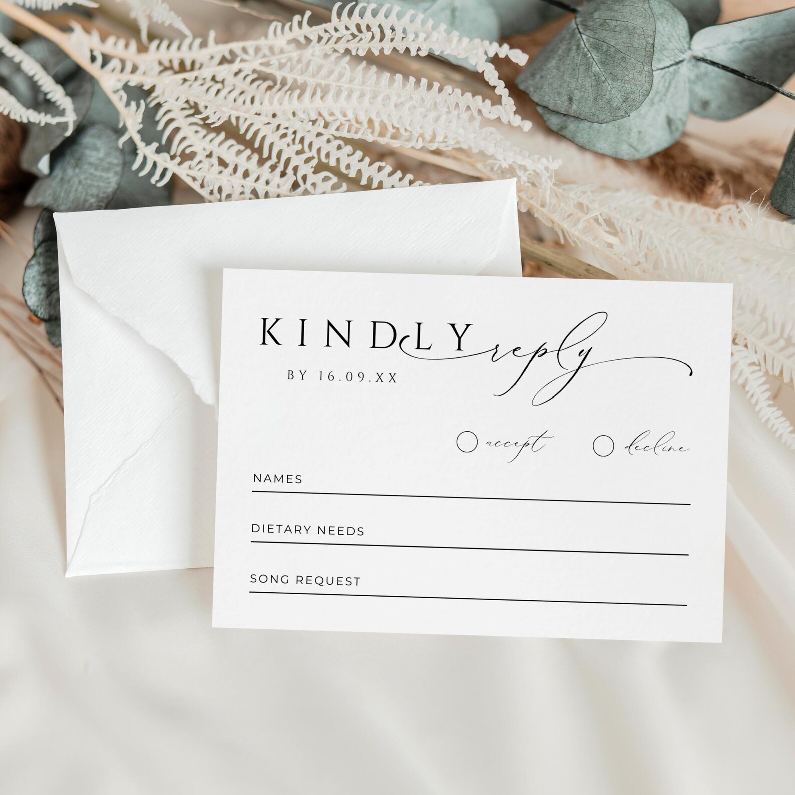 Wedding Rsvp Card With Food Option, INSTANT DOWNLOAD, Kindly Reply ...