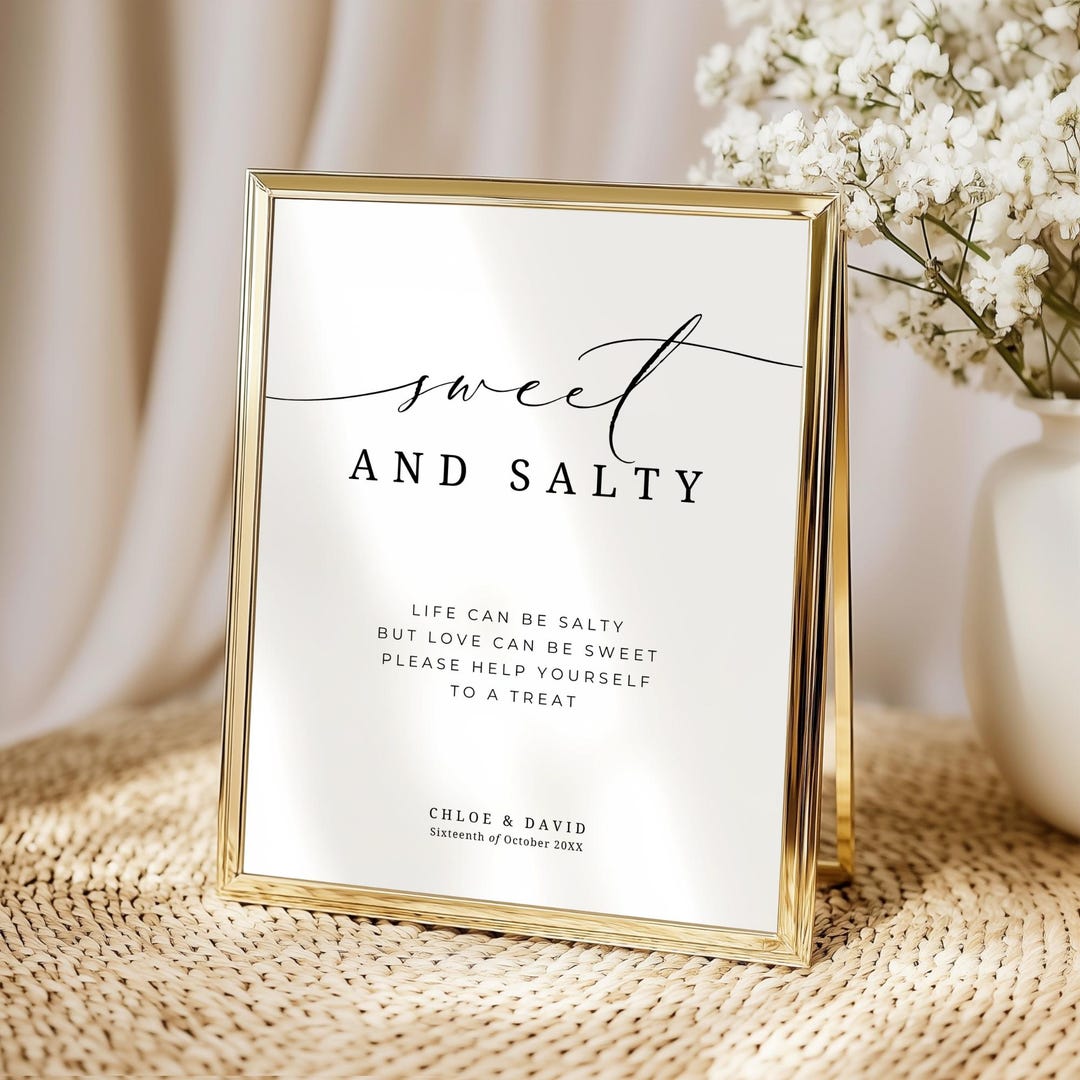 Sweet and Salty Table Sign, Snack Bar Sign for Wedding, Engagement ...