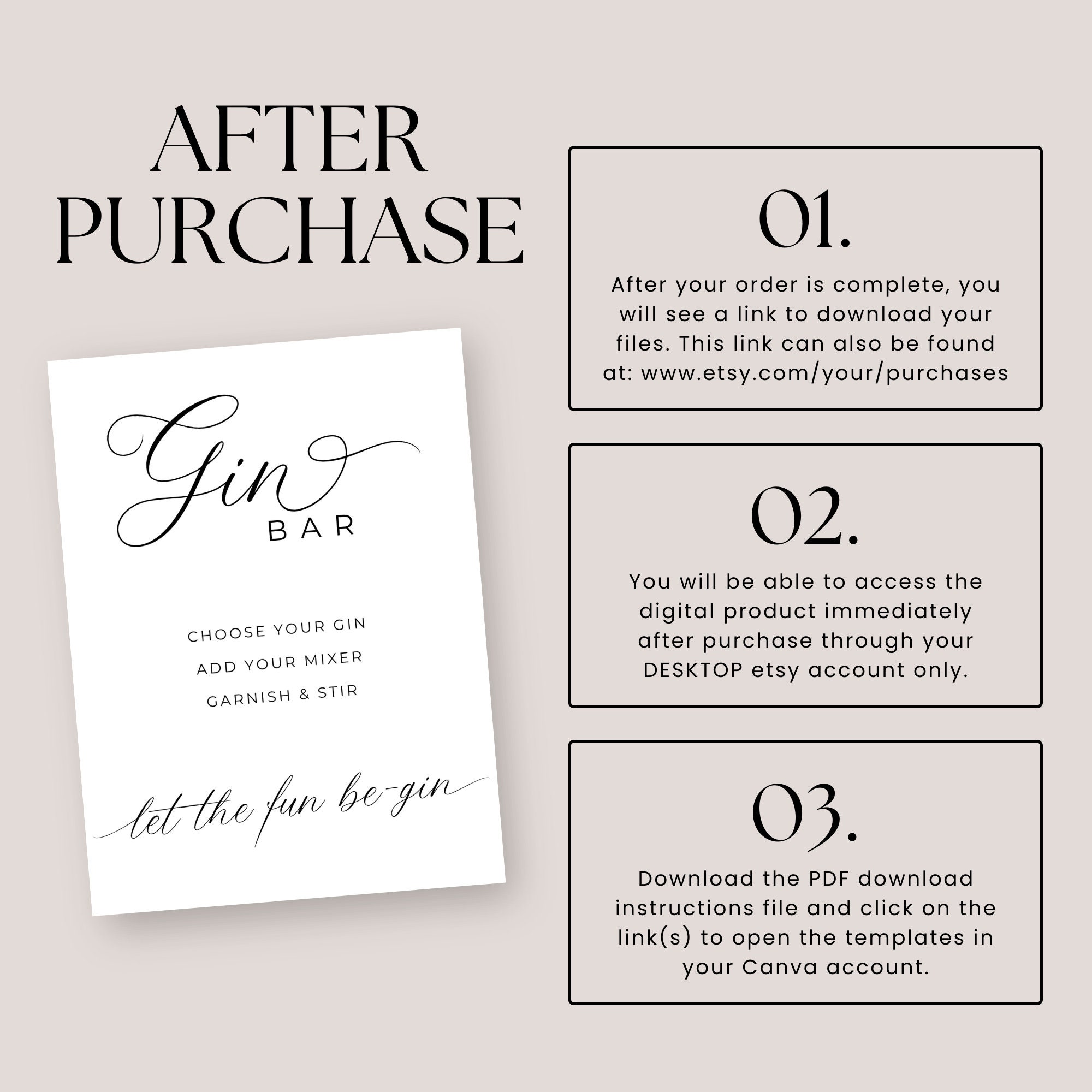 Printable Gin Bar Sign, INSTANT DOWNLOAD, Wedding Gin and Tonic Station ...