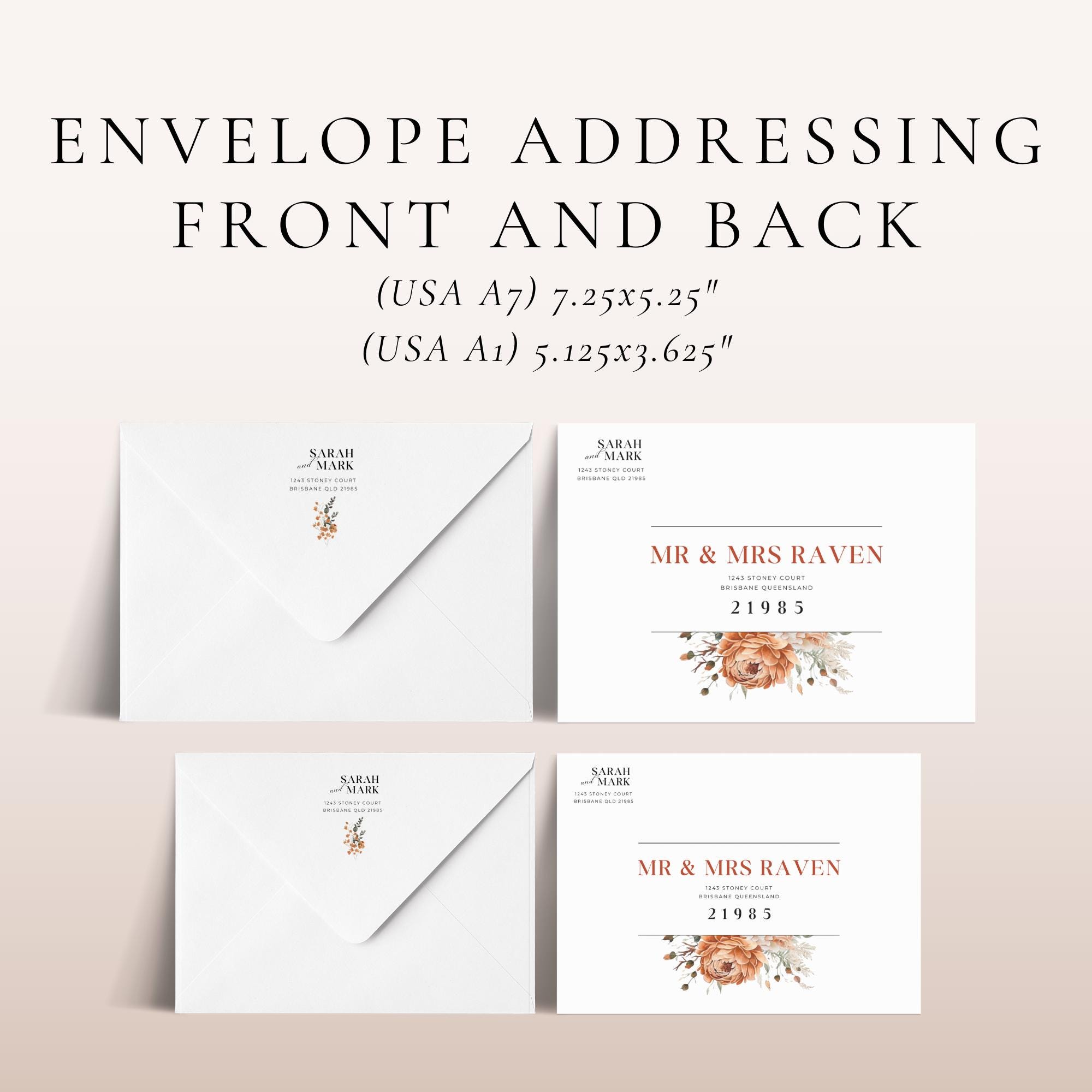 Burnt Orange Address Template, INSTANT DOWNLOAD, Envelope Addressing ...