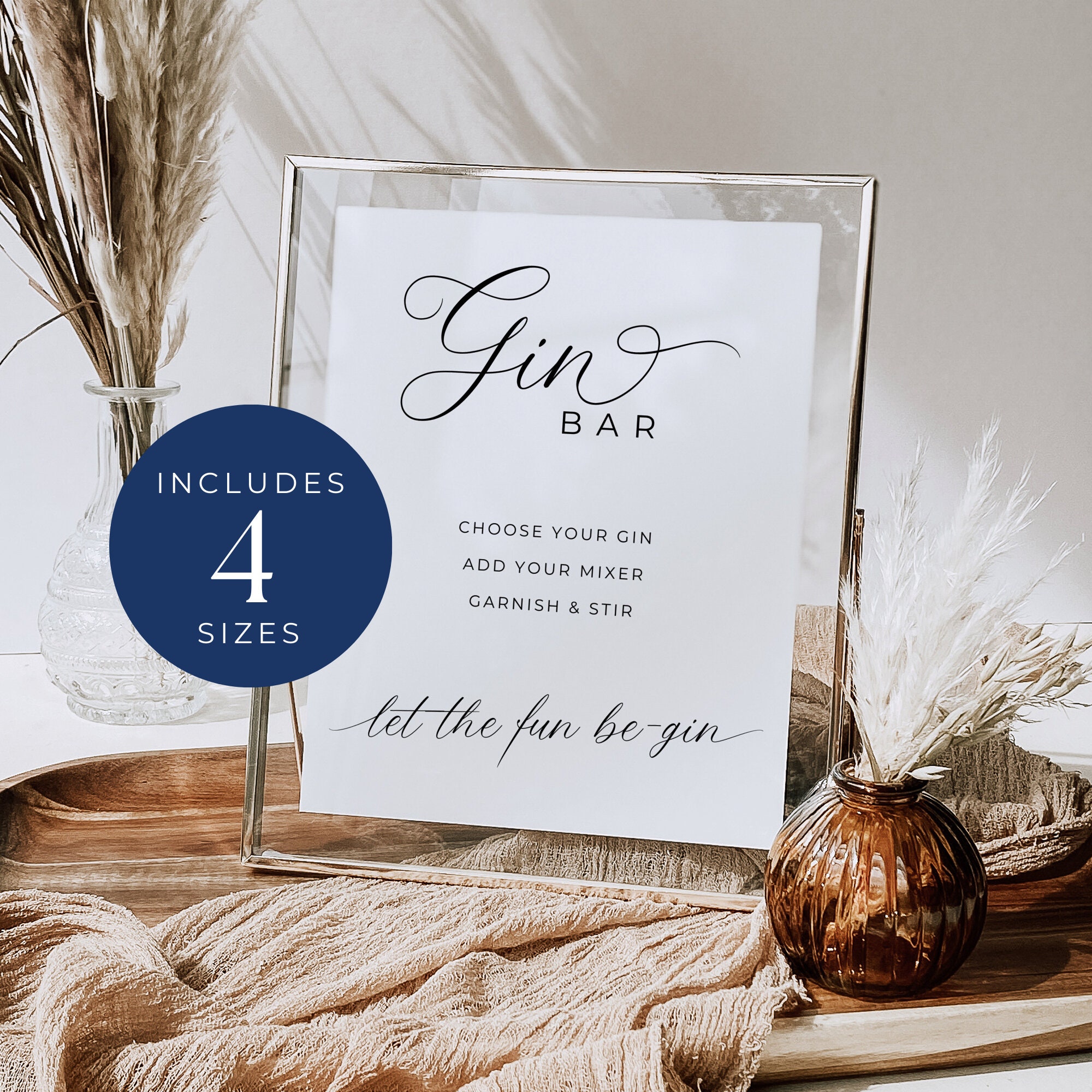 Printable Gin Bar Sign, INSTANT DOWNLOAD, Wedding Gin and Tonic Station ...