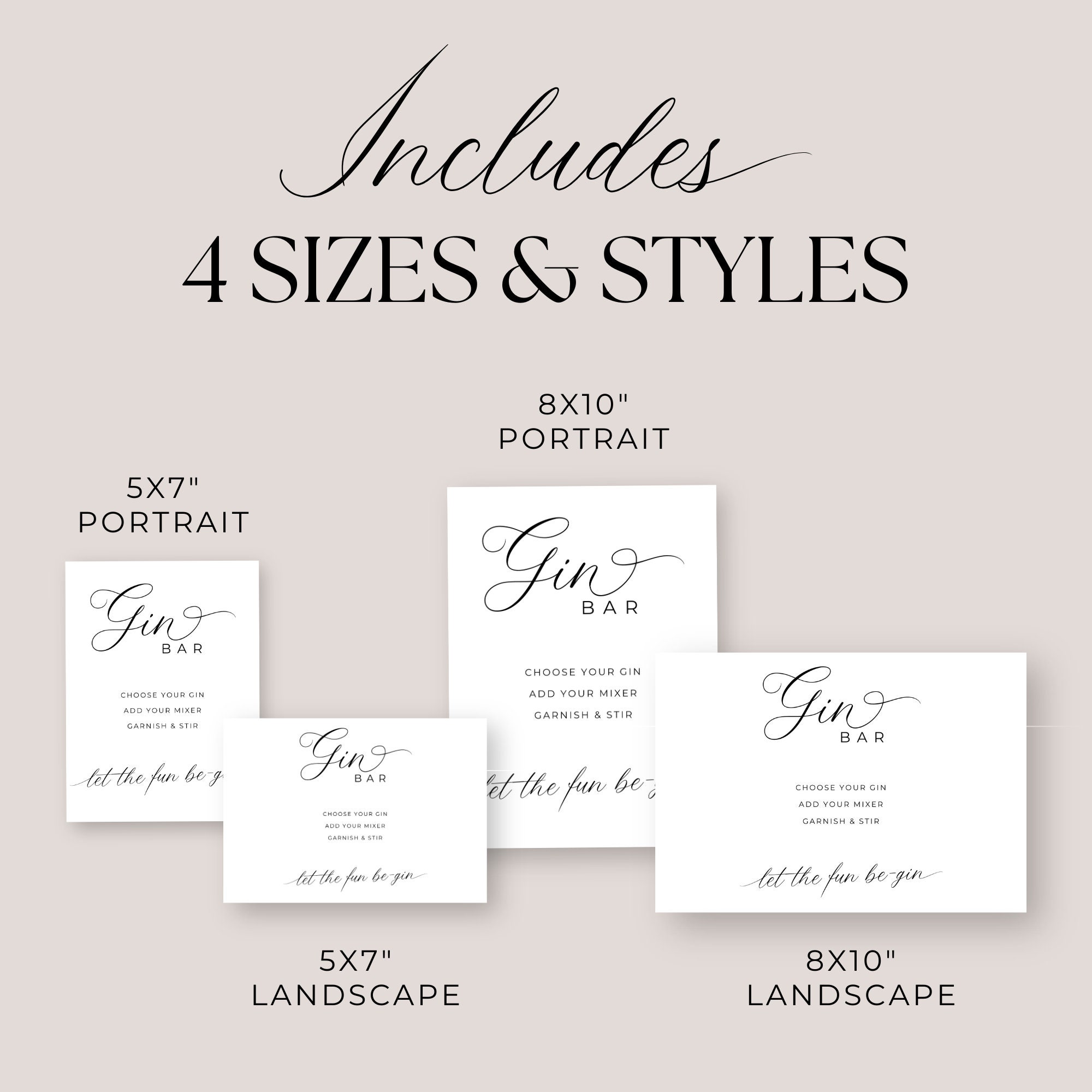 Printable Gin Bar Sign INSTANT DOWNLOAD Wedding Gin and - Etsy