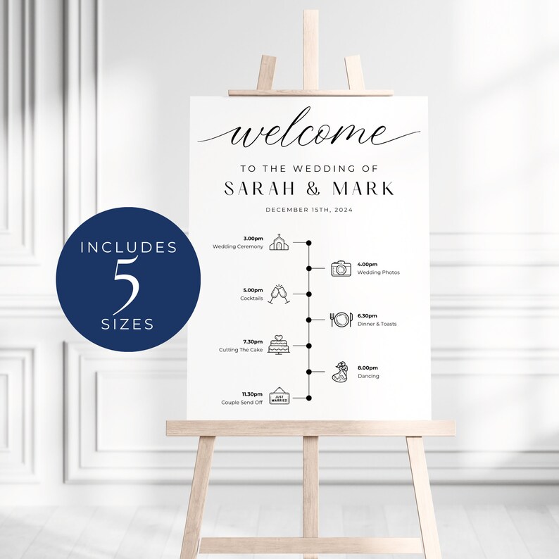 Wedding Timeline Sign Rustic, INSTANT DOWNLOAD, Wedding Icon Timeline ...