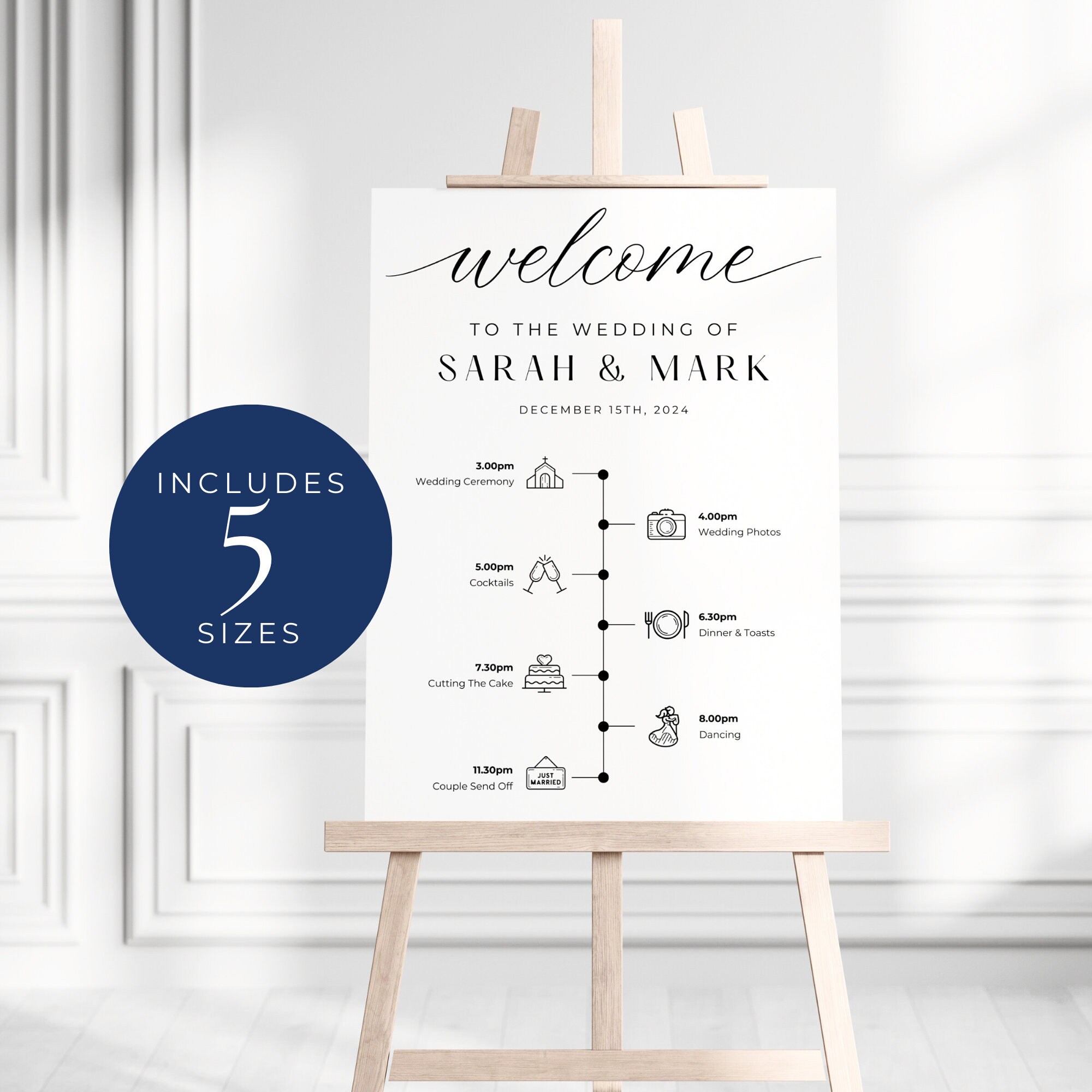 Wedding Timeline Sign Rustic, INSTANT DOWNLOAD, Wedding Icon Timeline ...