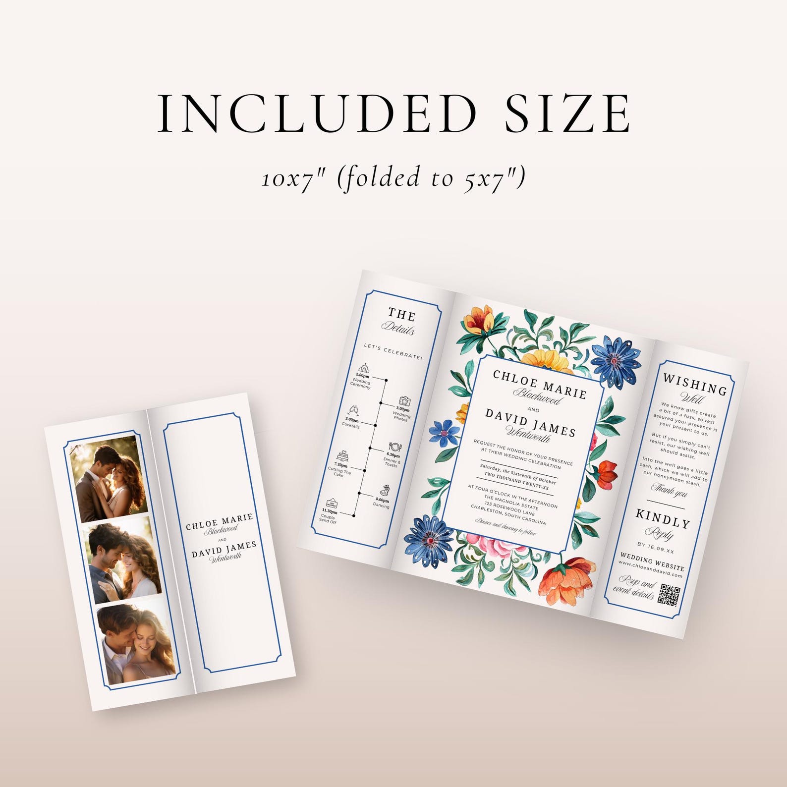 Gatefold Talavera Invitations With Photos, INSTANT DOWNLOAD, Spanish ...